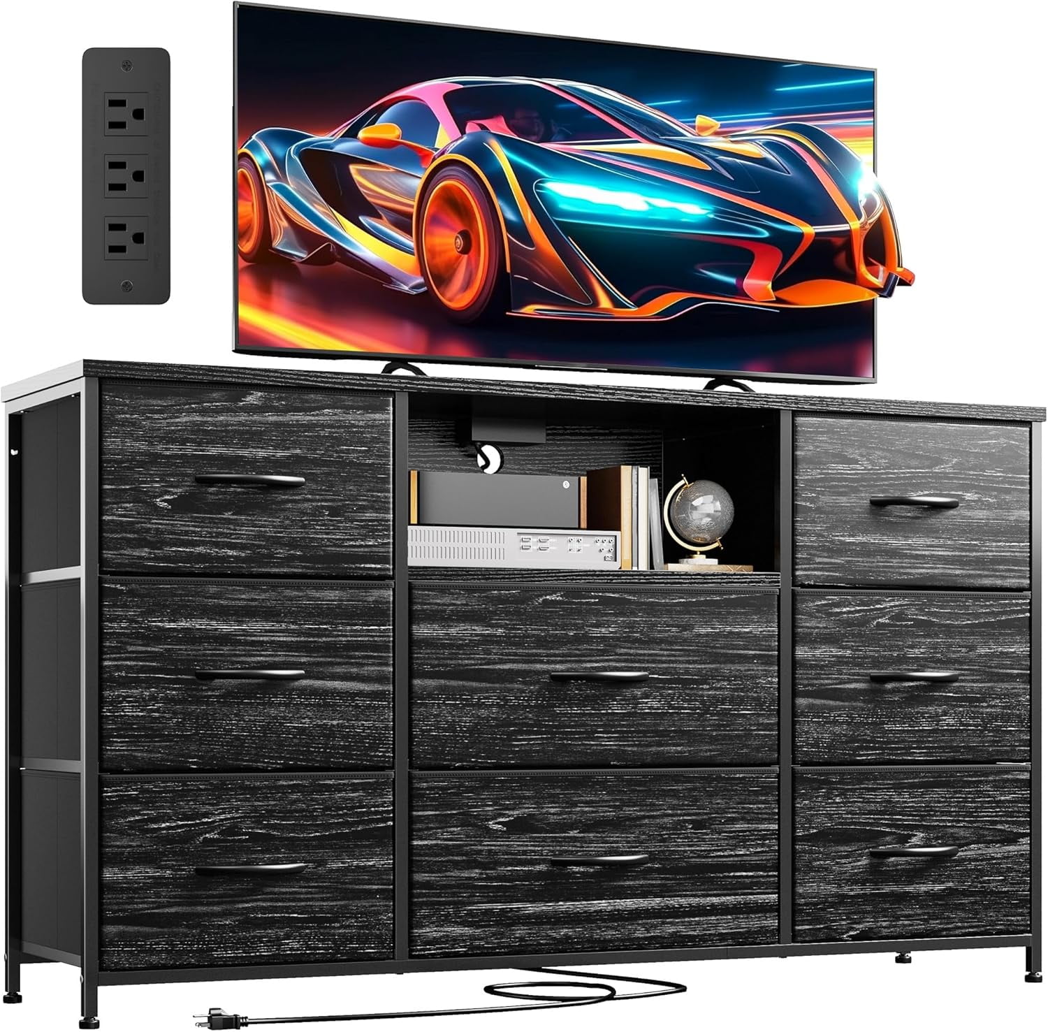 Gloaa Dresser TV Stand with Power Outlet Entertainment Center with 8 ...