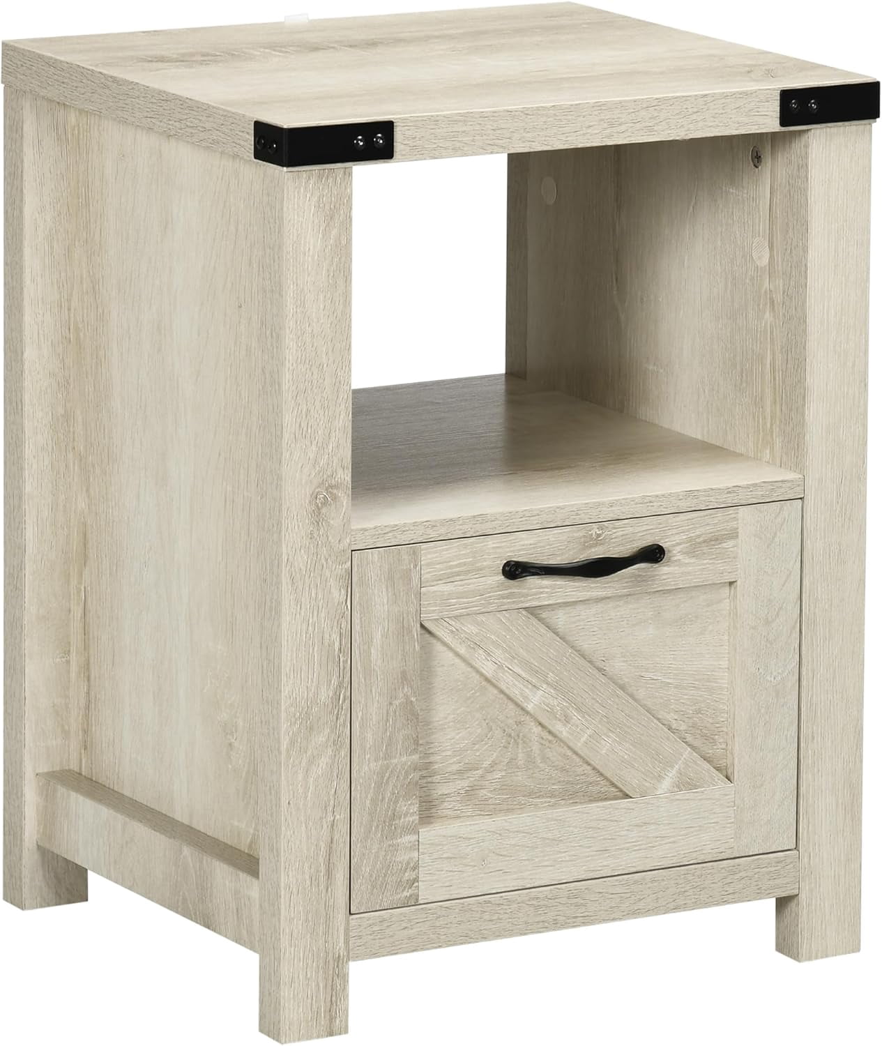 Gloaa Farmhouse End Table, Rustic Side Cabinet with Storage, Small Side ...