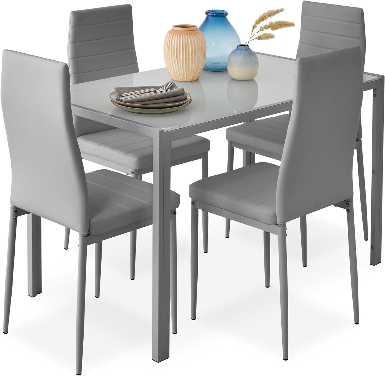 Gloaa Glass Dining Set, Modern Kitchen Table Furniture for Dining Room ...
