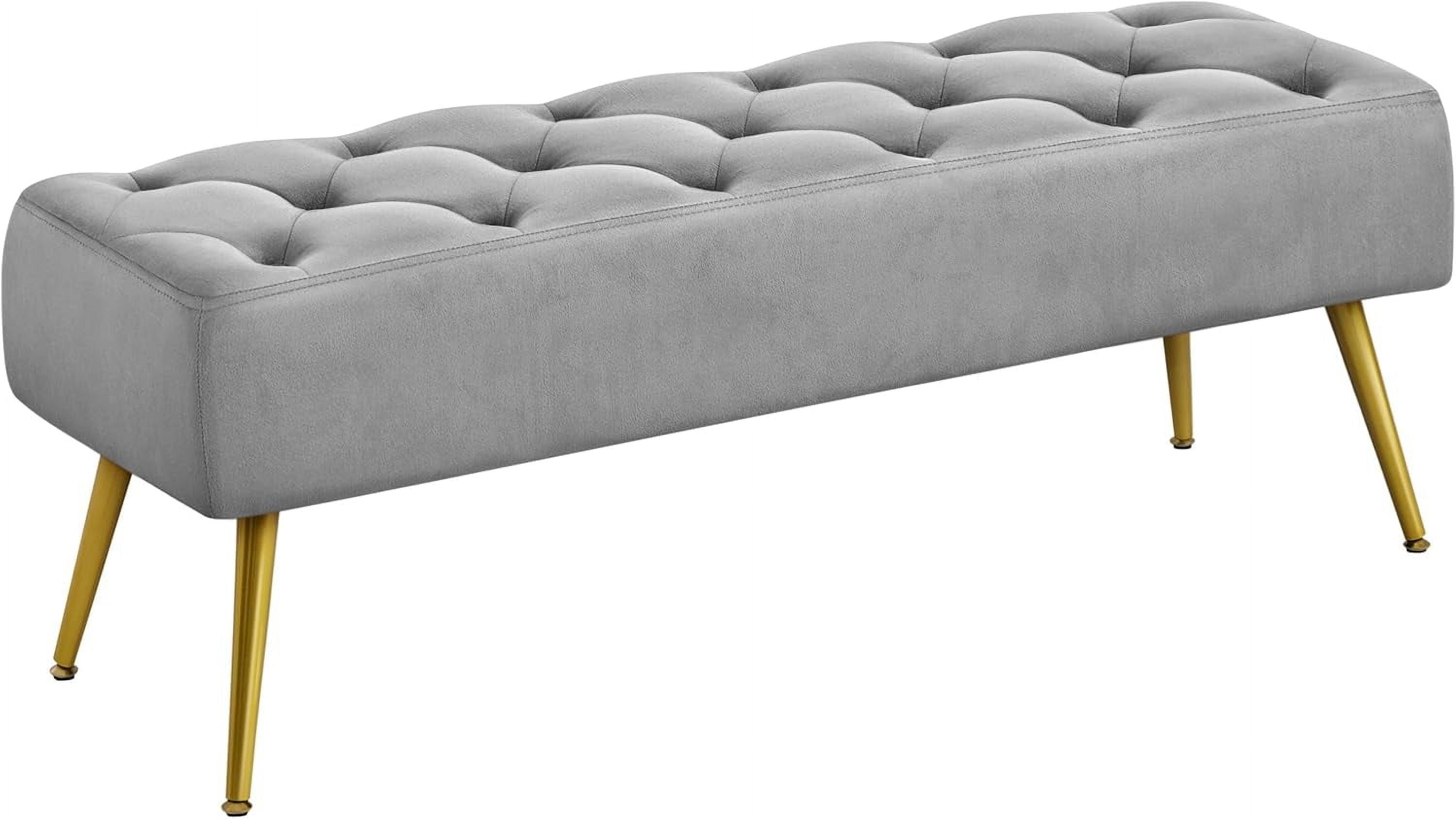 Gloaa Modern Ottoman Bench Velvet Bench Upholstered Footrest with Gold ...