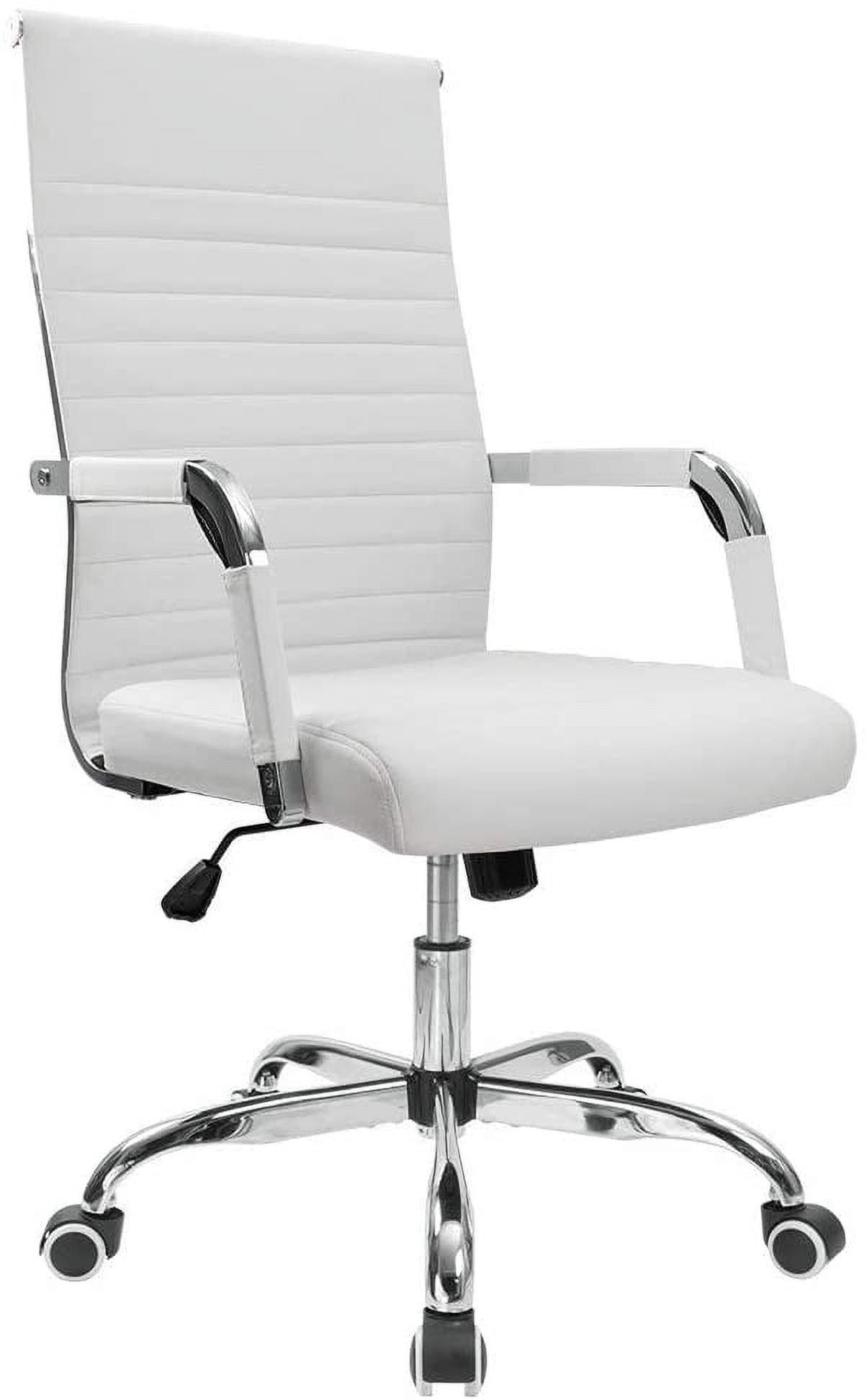 Gloaa Ribbed Office Desk Chair Mid-Back PU Leather Executive Conference ...