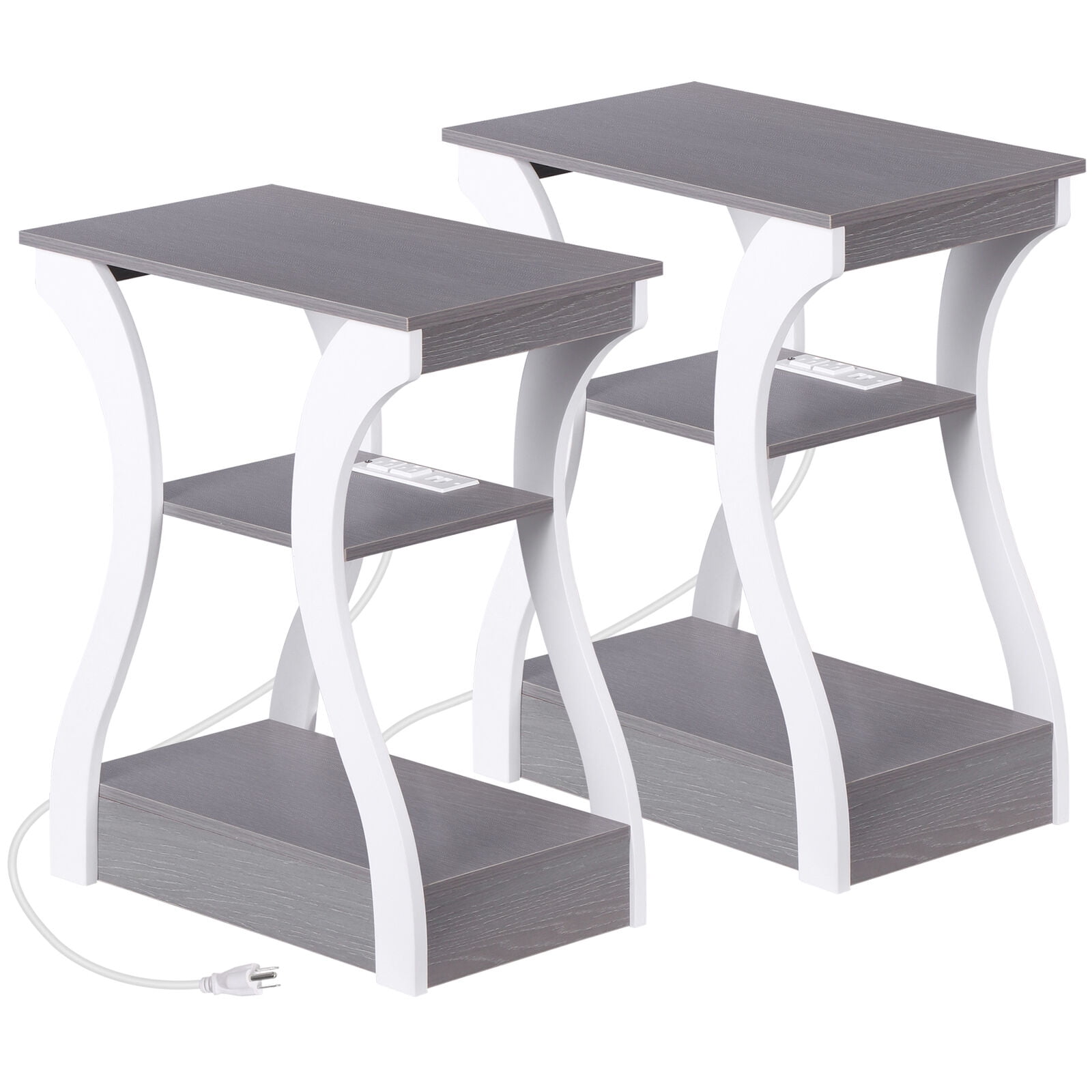 Gloaa Set of 2 Stylish End Tables with Integrated Charging Station - 3 ...