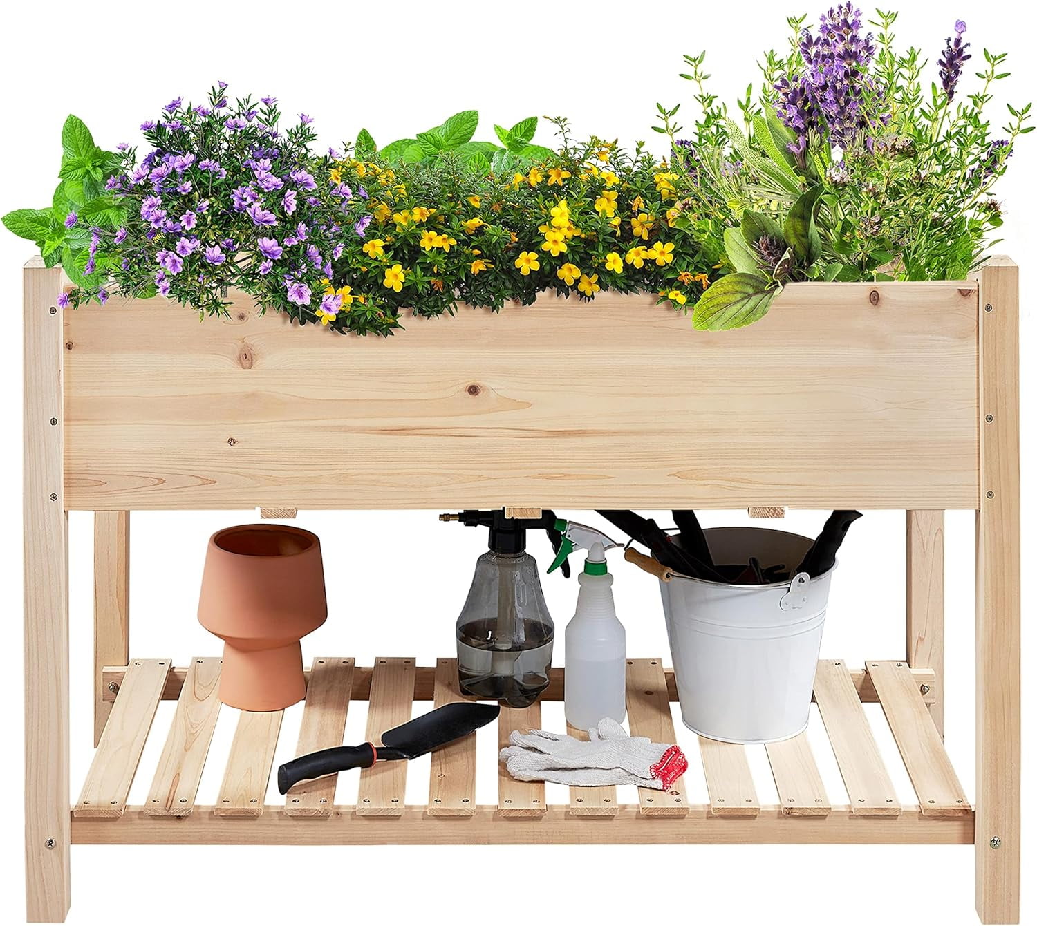 Gloaa47" L × 23" W × 32" H Raised Garden Bed, Planter Box with Legs ...