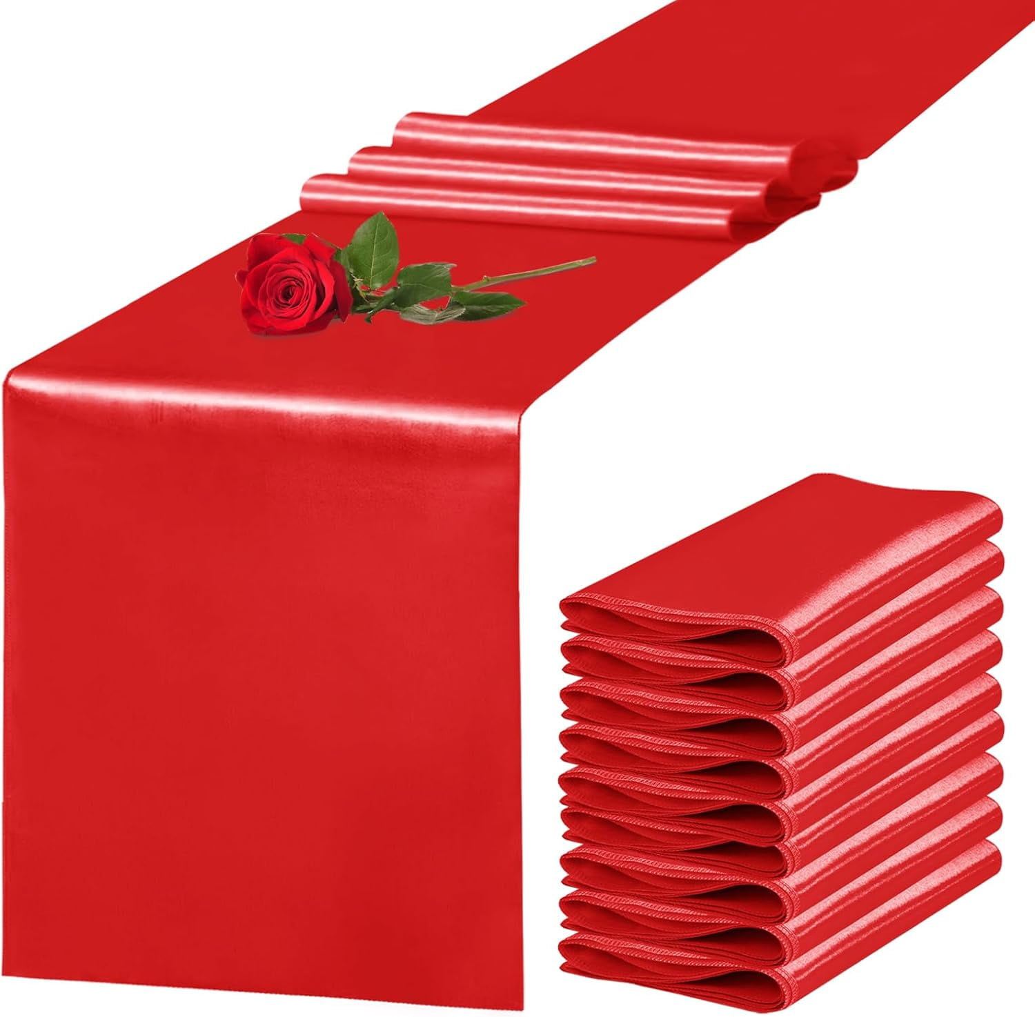 GlobaShun 10 Pack Satin Table Runner 12 x 108 Inch Long Old Gold Silk ...