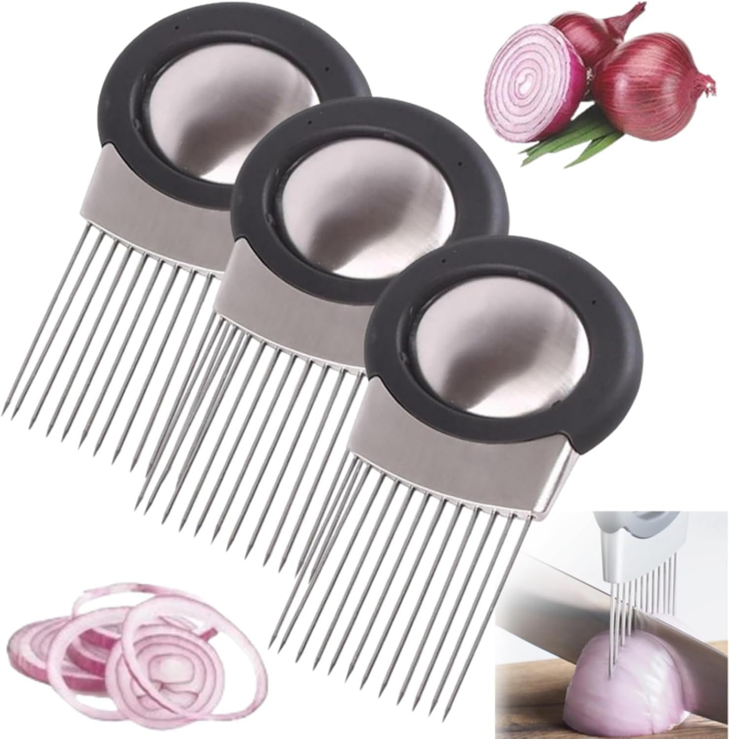 GlobaShun 2025 Upgrade Onion Holder for Slicing, Stainless Steel Onion ...