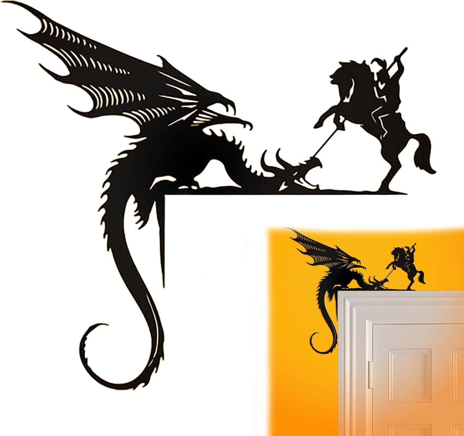 GlobaShun Cute Dragon Metal Door Topper,Dragon Flying Metal Door Topper ...