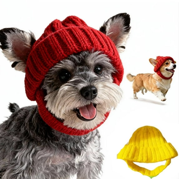 GlobaShun Dog Beanie with Ear Flaps for Small Dogs & Cats, Winter Knit ...