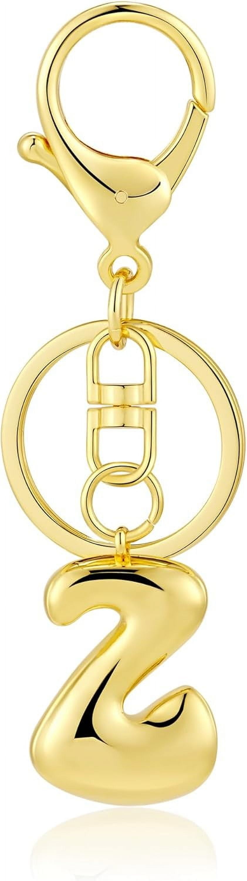 GlobaShun Gold Bubble Initial Keychain for Women Bag Charm Purse Key ...