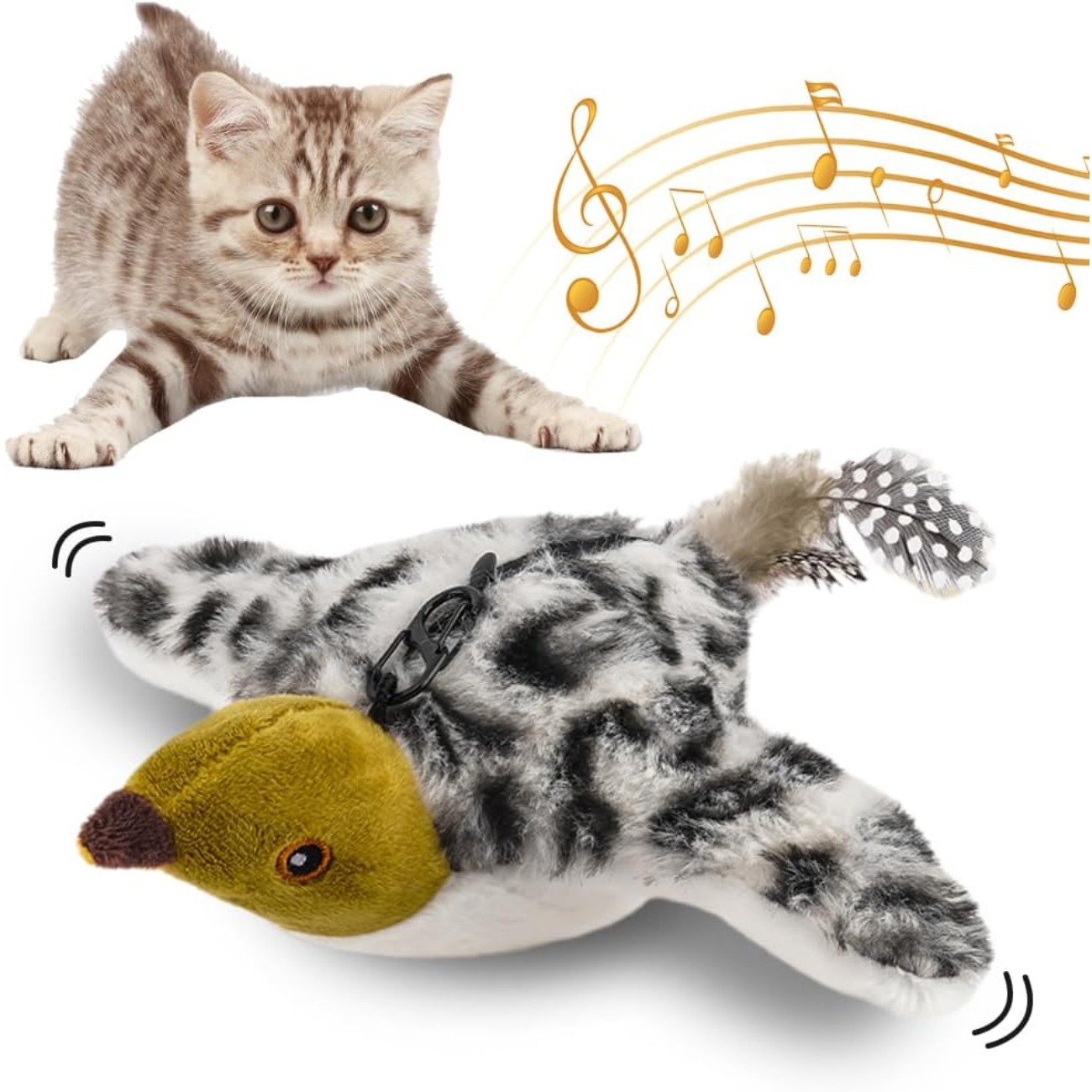 GlobaShun Interactive Chirping Bird Cat Toy 2025 New Flying Bird Cat ...