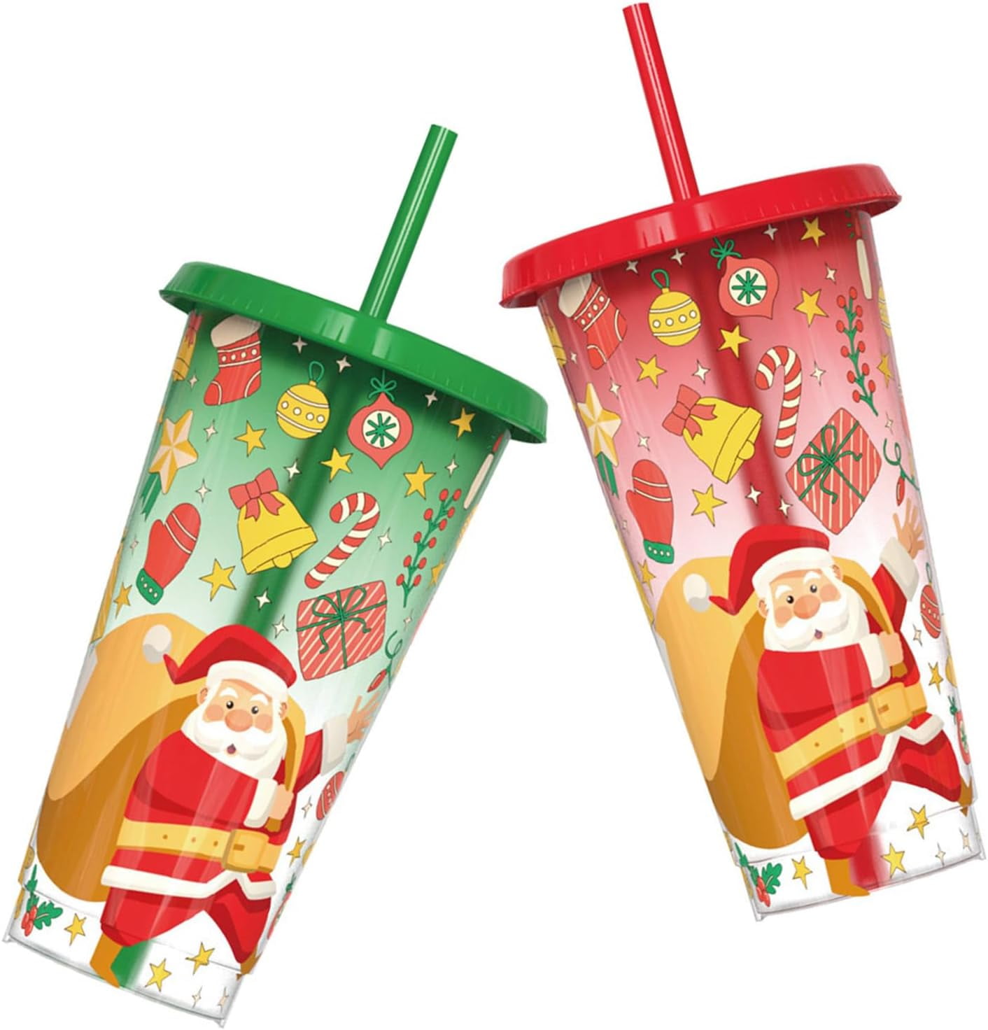 GlobaShun Pack Of 2 Christmas Color Changing Cups With Cold Temperature ...