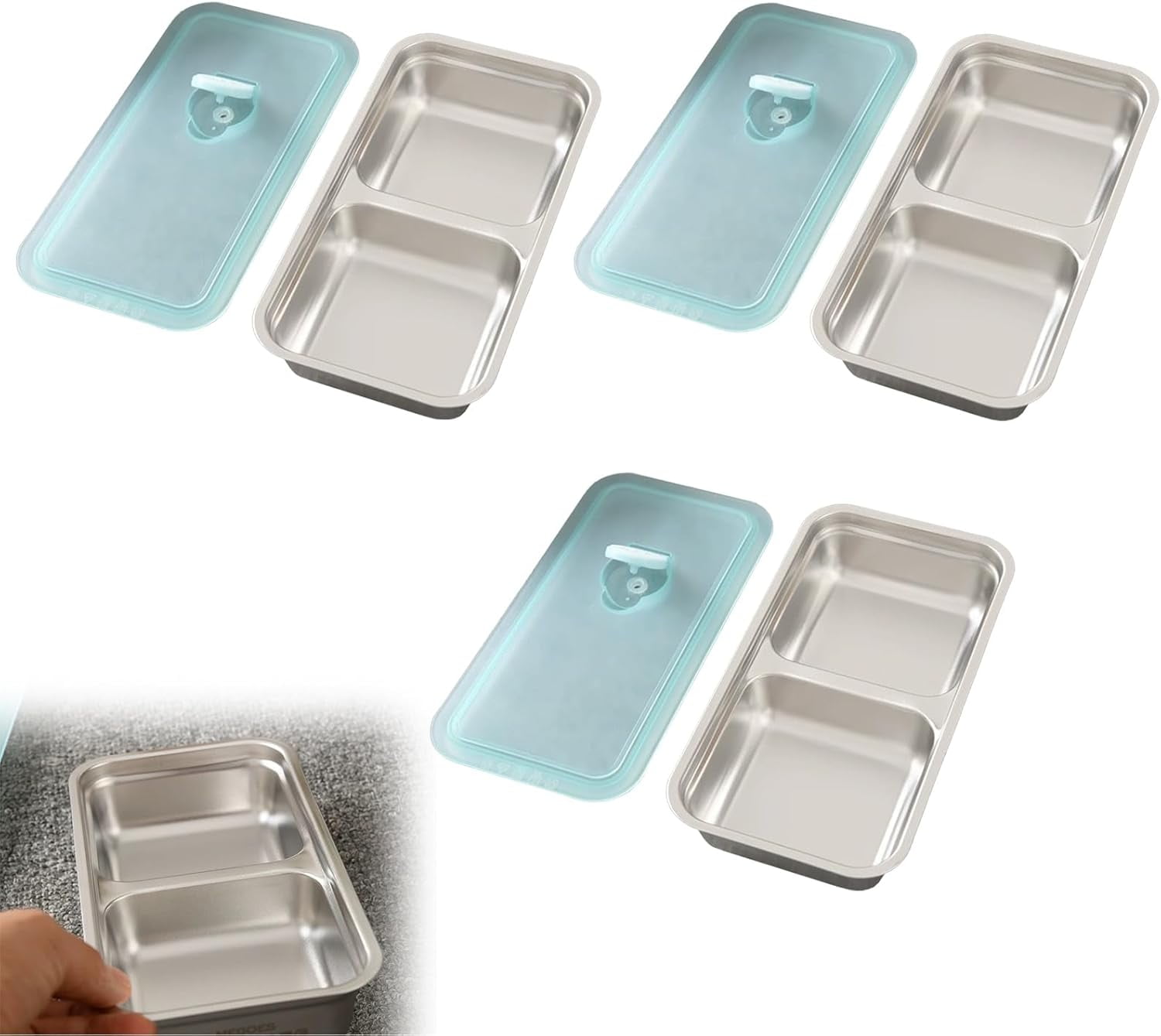 GlobaShun Stainless Steel Double Compartment Snack Containers, Grab and ...