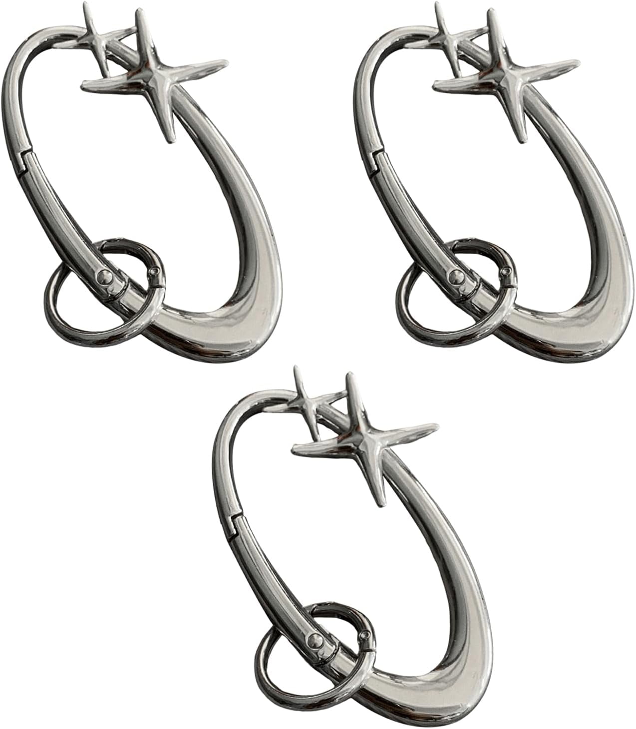GlobaShun Stainless Steel Matte Chrome Carabiner Keychain, Heavy-Duty ...