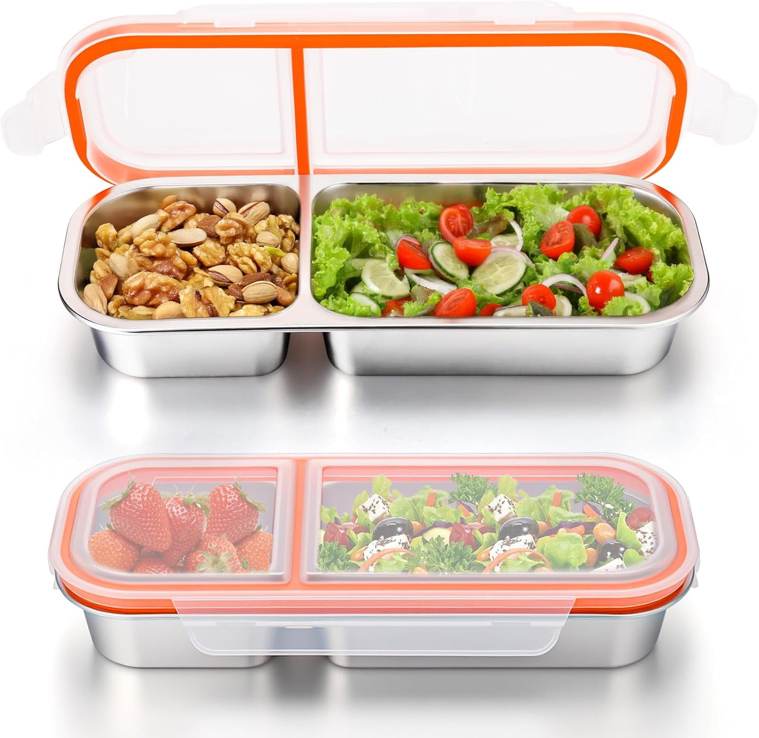 GlobaShun Stainless Steel Snackle Box Container,Reusable 3 Compartment ...