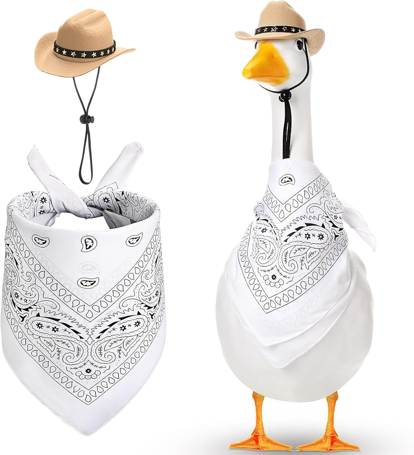 GlobaShun Western Cowboy Porch Goose Outfits for 23"/ 17'' Lawn Cement ...