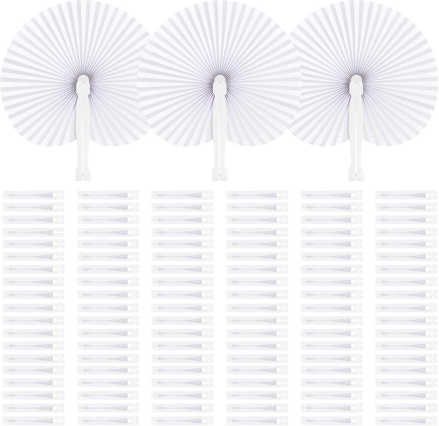 GlobaShun White Wedding Paper Folding Decorative Round Fans with ...