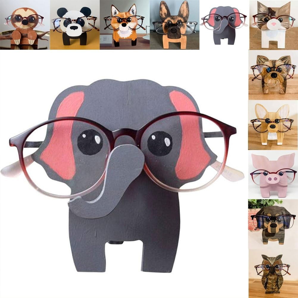 GlobaShun Wooden Animal Eyeglass Stand, Creative Animal Glasses Holder, Cute Glasses Holder for ...