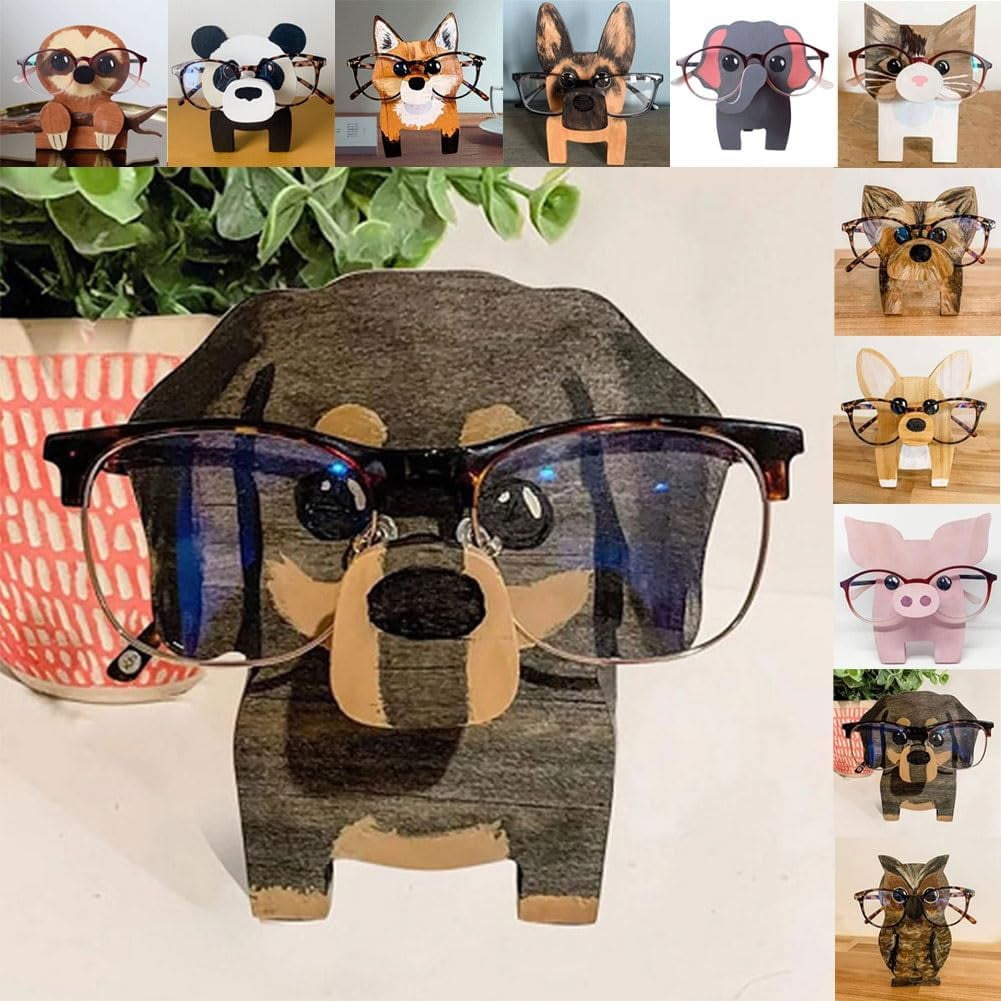 GlobaShun Wooden Animal Eyeglass Stand, Creative Animal Glasses Holder, Cute Glasses Holder for ...