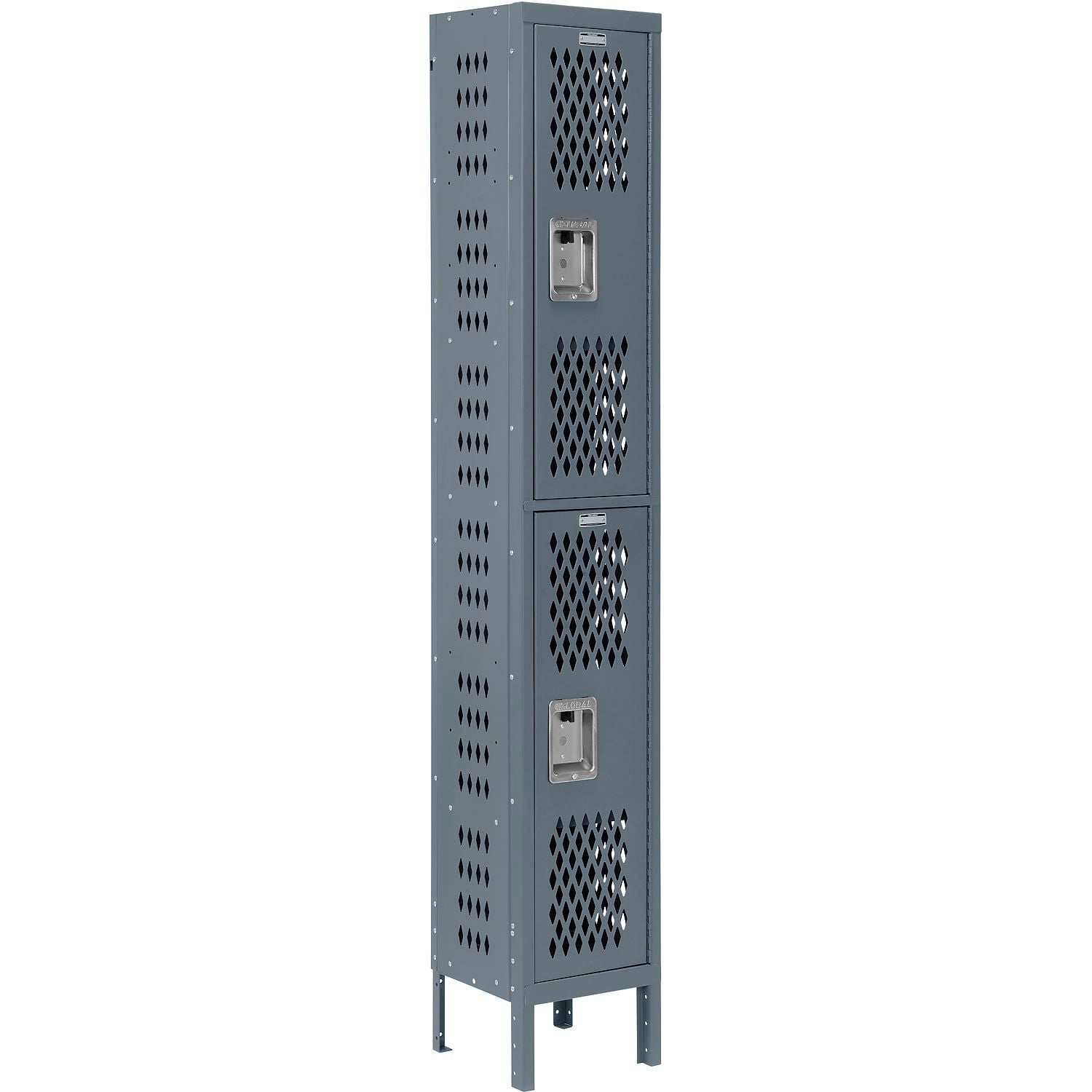 2-Tier 2 Door Ventilated Locker, 12"Wx12"Dx36"H, Assembled - Walmart.com