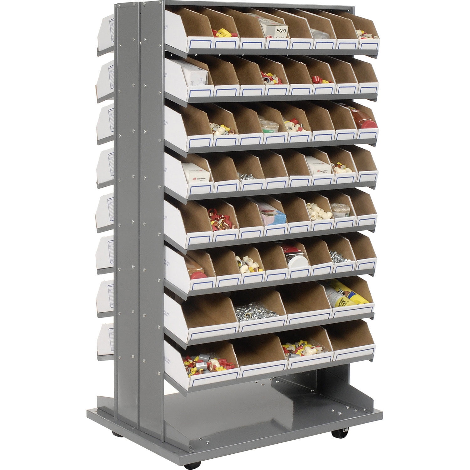 Mobile Double Sided Bin Rack with (112) Corrugated Bins, 36x26x65 - Walmart.com