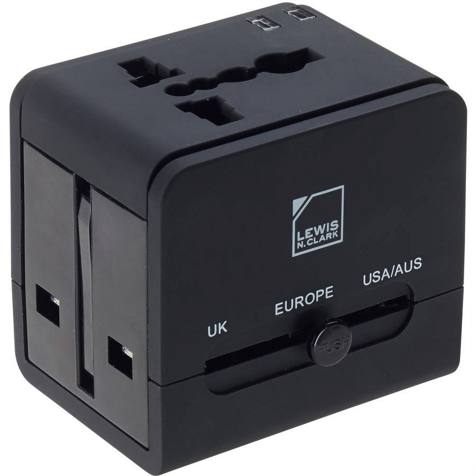 Global Adapter with Dual USB Charger, Black - Walmart.com