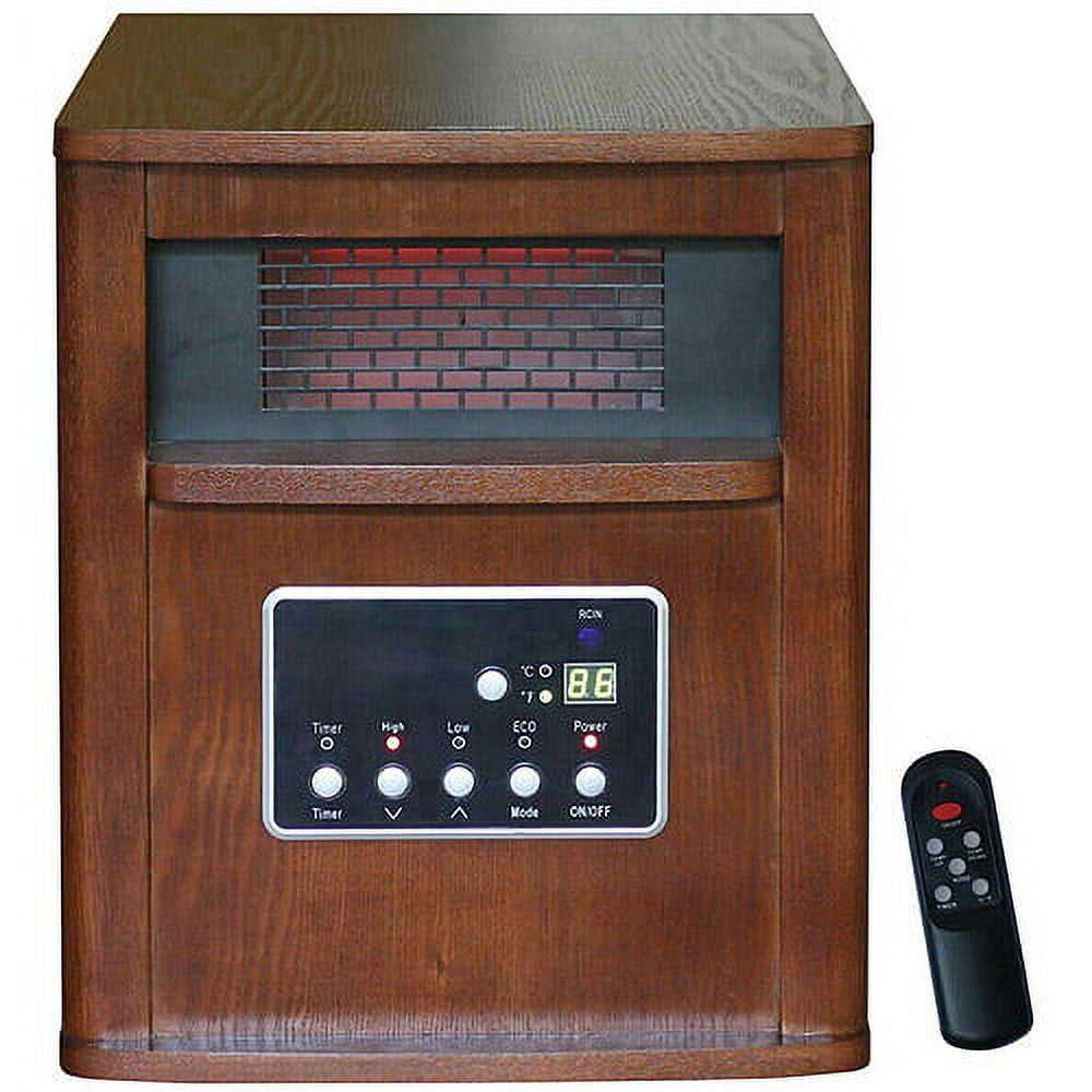 Global Air Large Room Infrared Quartz Heater with Wood Cabinet and ...
