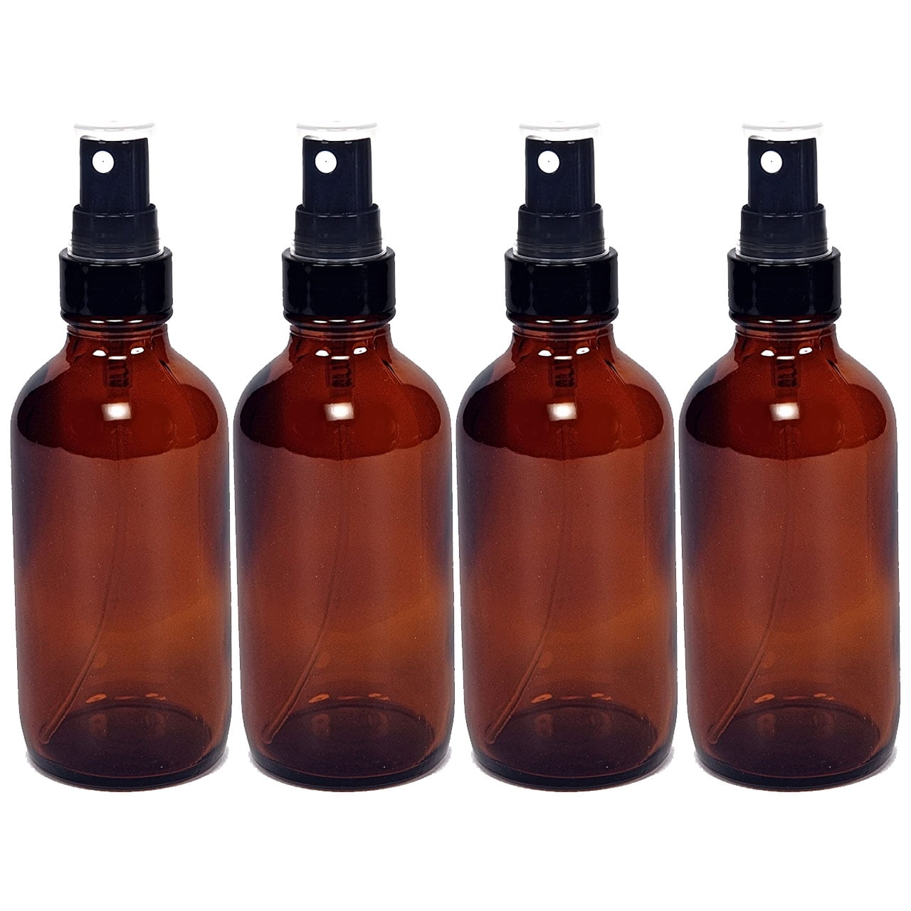 Global Amber 4oz Black Mist Sprayer Bottle (120ml) Pack of 4 - Glass ...
