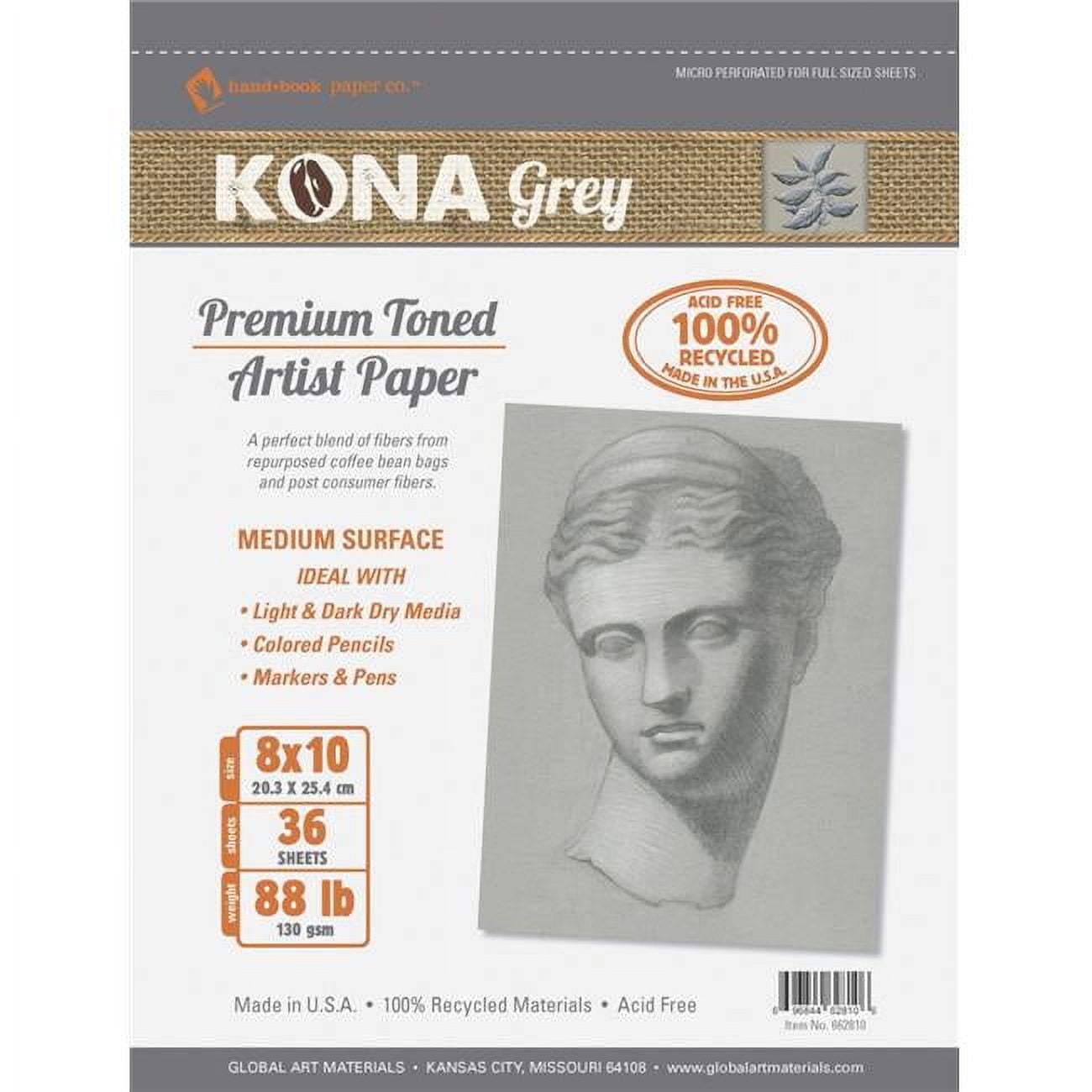 Global Art 1540133 8 x 10 in. Folia Kona Toned Artist Paper Pad, Gray ...