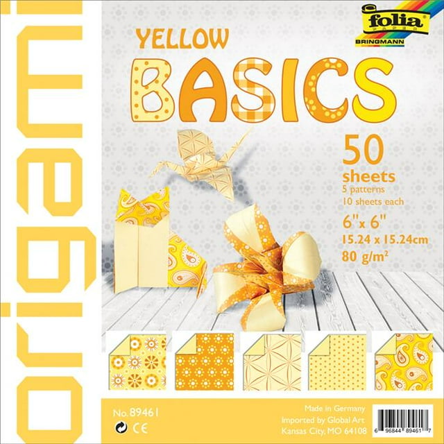 Folia Basics Origami Paper 6"X6" 50/Pkg-Yellow - Walmart.com