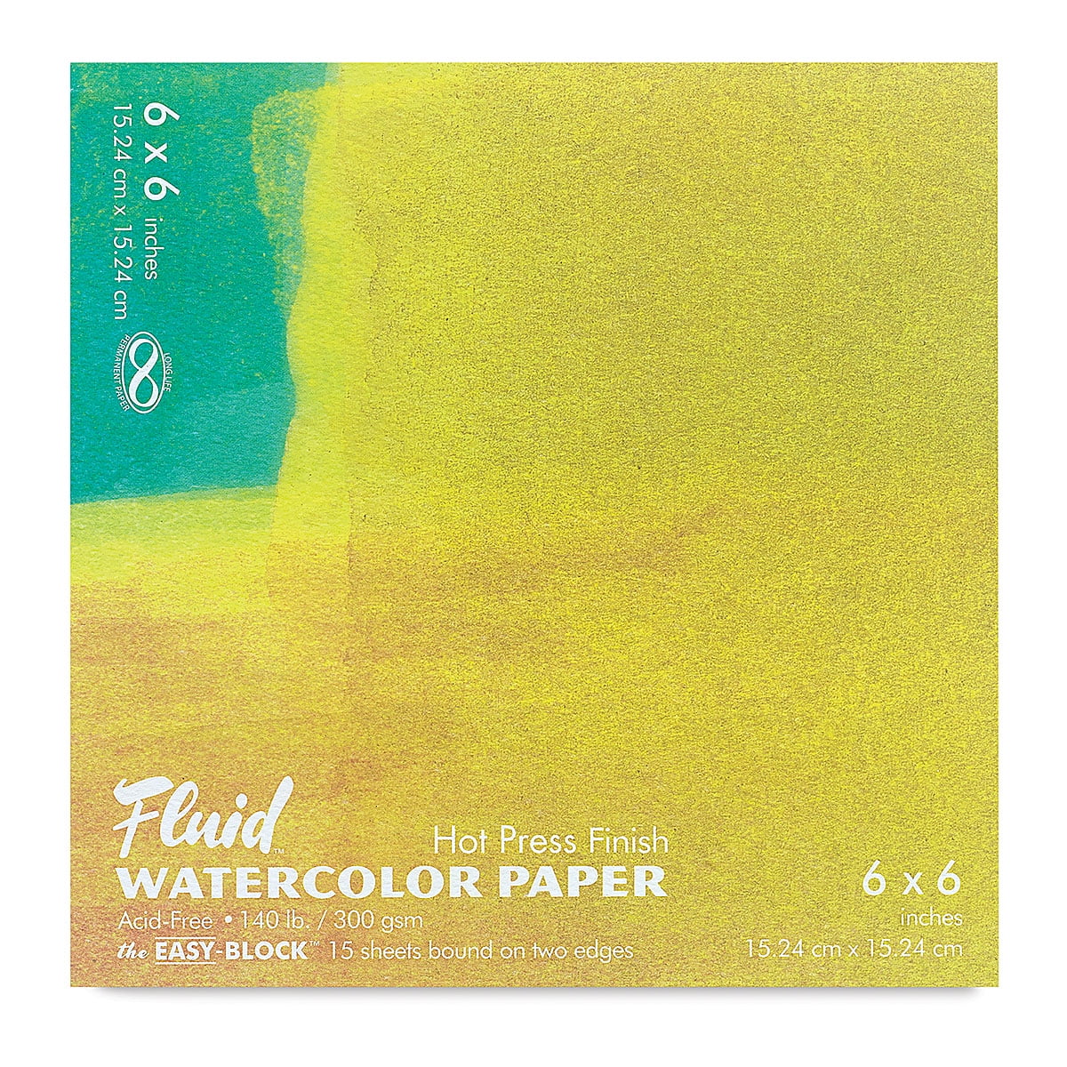 Global Art Fluid Watercolor Paper Block, Hot-Press, 6in x 6in 15 Sheets ...
