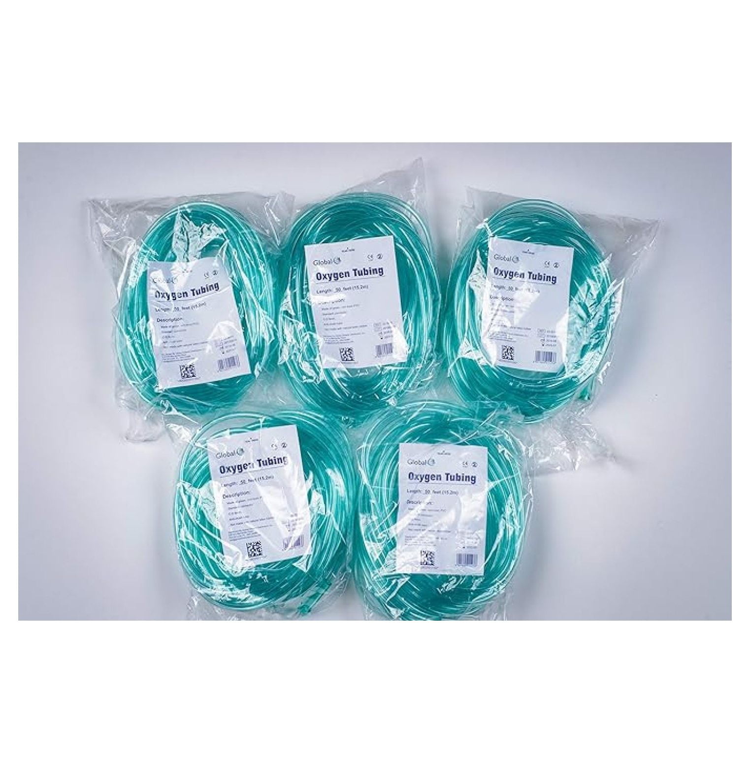Global Crush Resistant Oxygen Tubing - 50'(50 ft) Tubing, Green - 5 ...