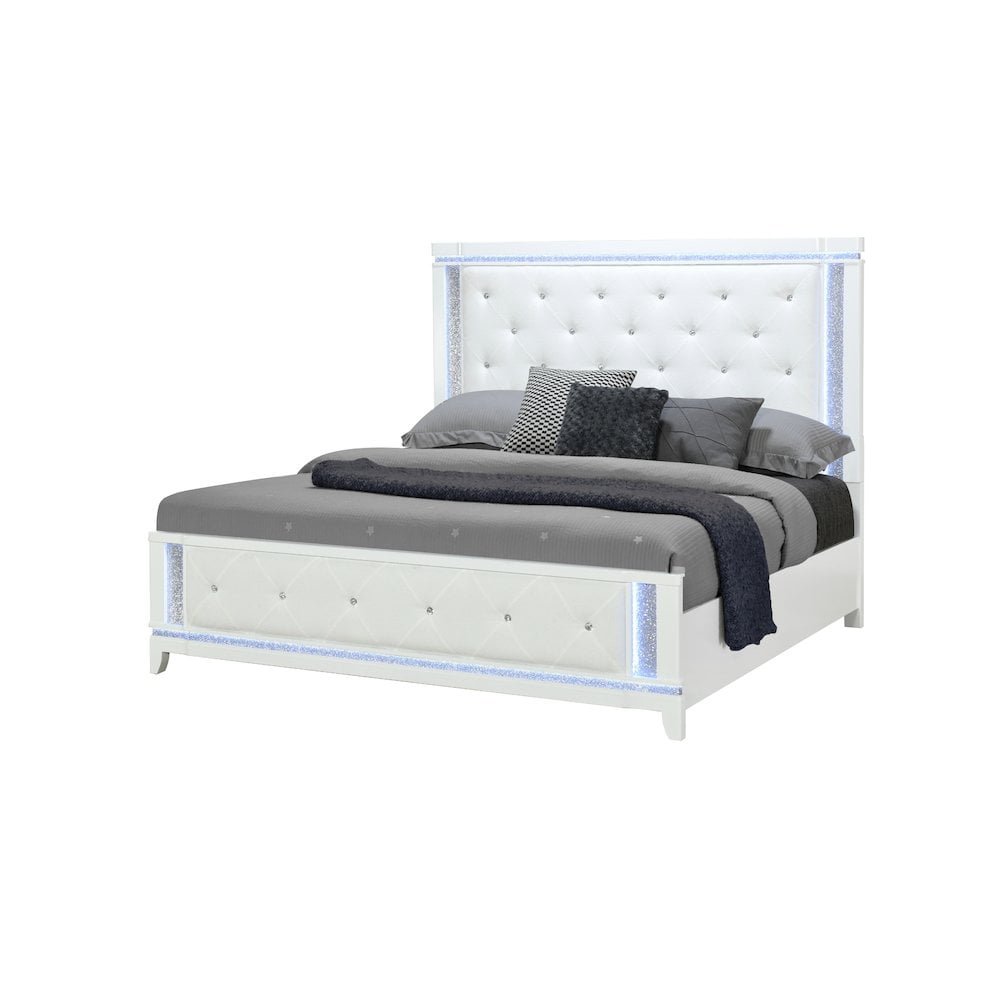 Global Furniture Aline White King Bed Headboard With Led - Walmart.com