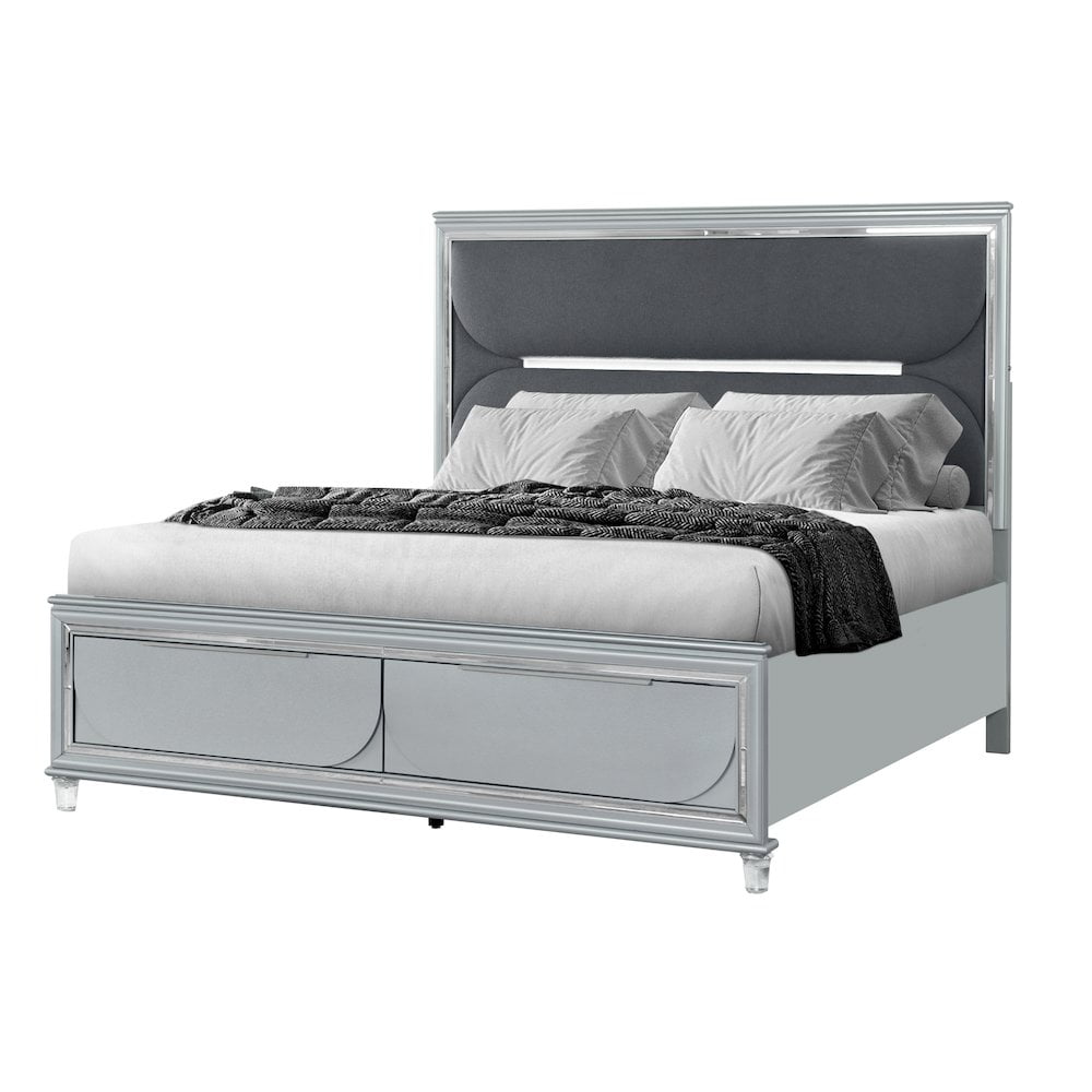 Global Furniture Caleb Silver Queen Bed King Bed Siderails - Walmart.com