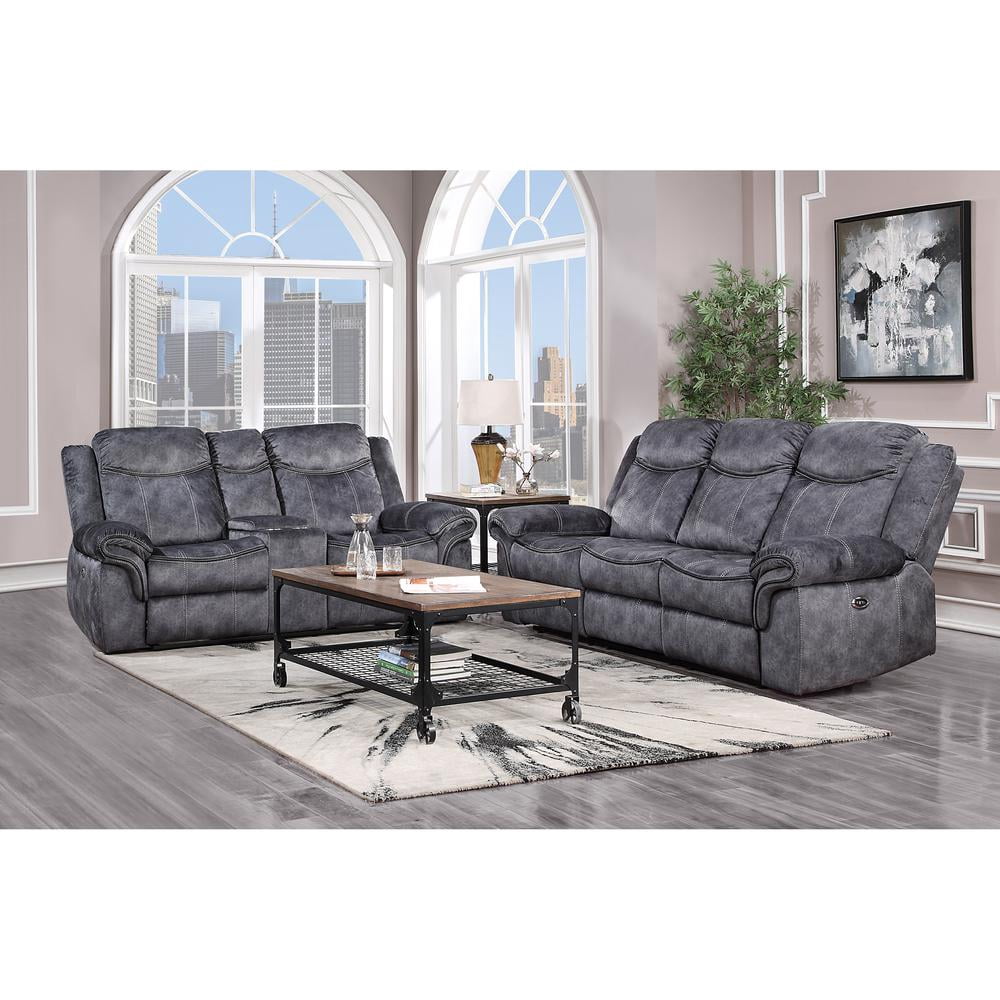 Global Furniture U2200 Domino Granite Power Console Reclining Ls With ...
