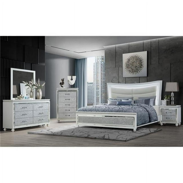 Global Furniture USA Collete White Full Bedroom Set with Glass Mirrored Accents - Walmart.com