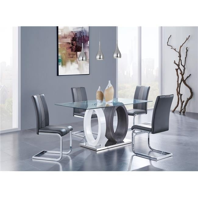 Global Furniture USA D1628 Clear Glass Top Dining Table + 4pc D915 Gray ...