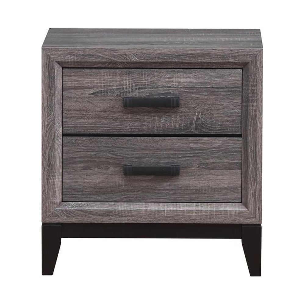 Global Furniture USA Kate Grey 2-Drawer Nightstand with Weathered Wood-Grain Detailing - Walmart.com