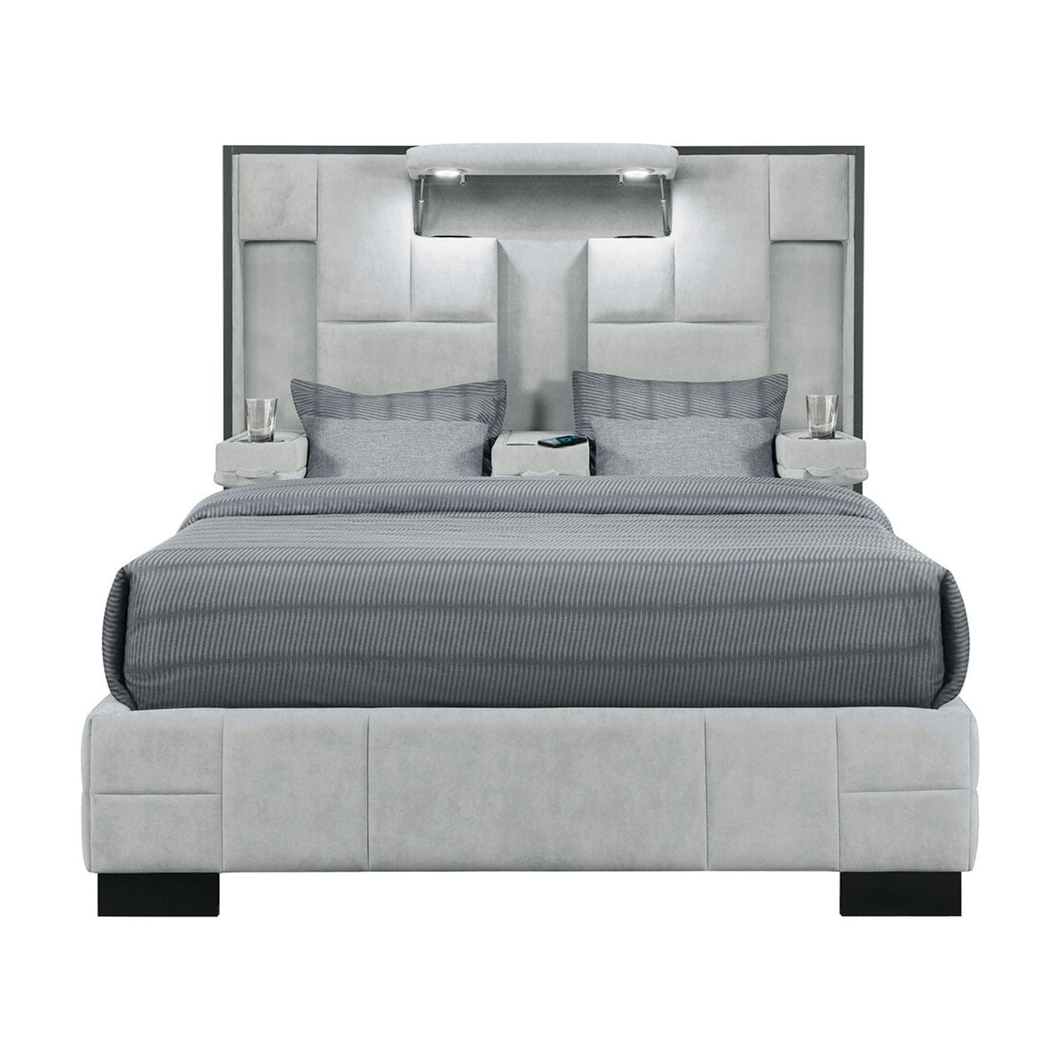 Global Furniture USA Oscar Light Grey 15 Queen Bed - Walmart.com