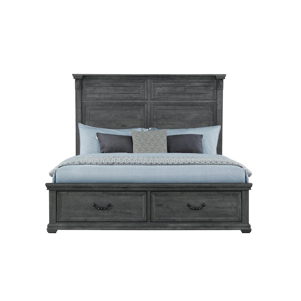 Global Furniture USA Contemporary Tatum Grey Stoarge King Bed, Grey ...