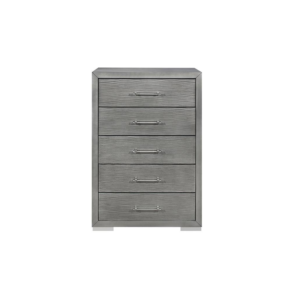 Global Furniture USA Tiff Silver Wood 5-Drawer Chest with Acrylic ...