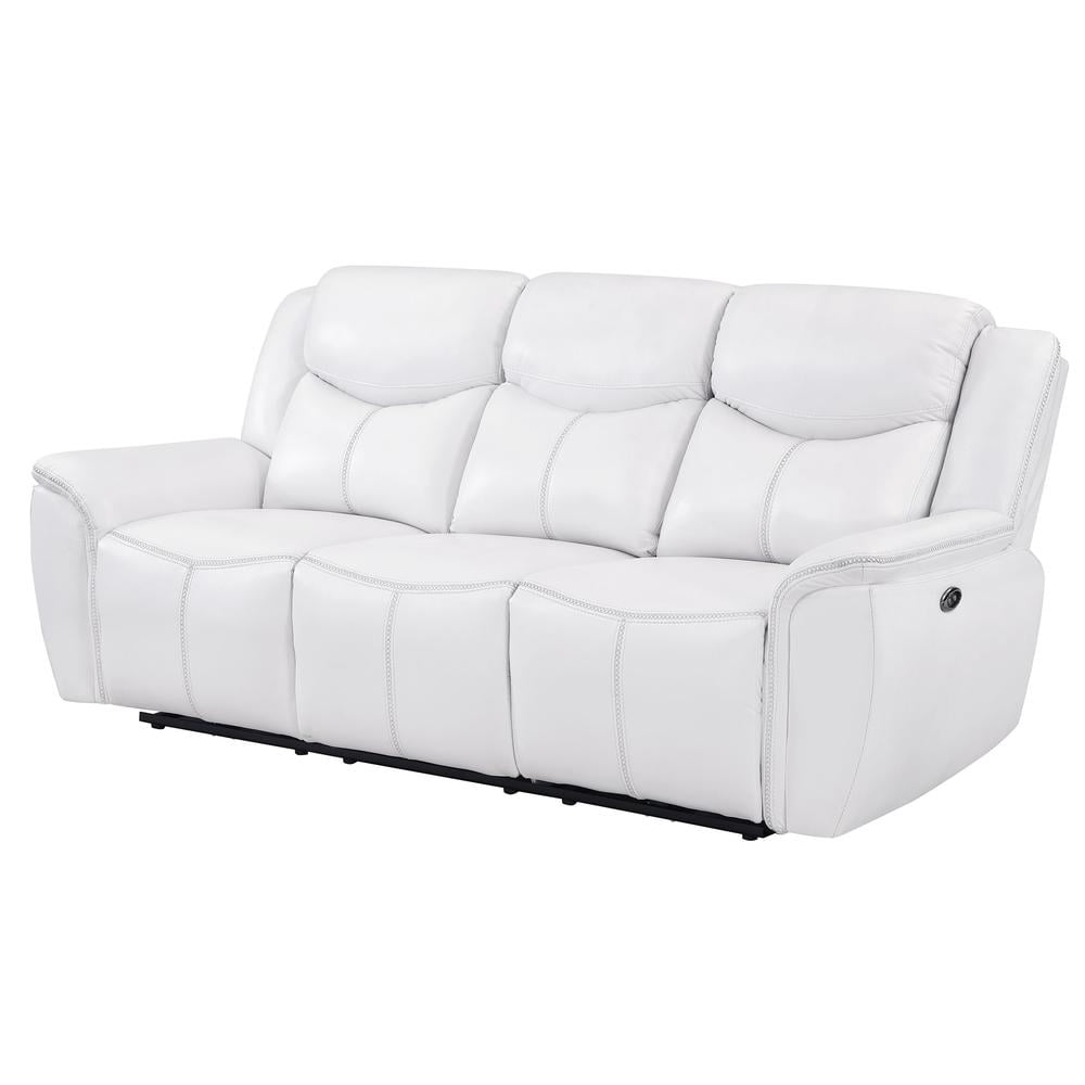 Global Furniture USA Blanche White Fabric Power Reclining Sofa, Plush ...