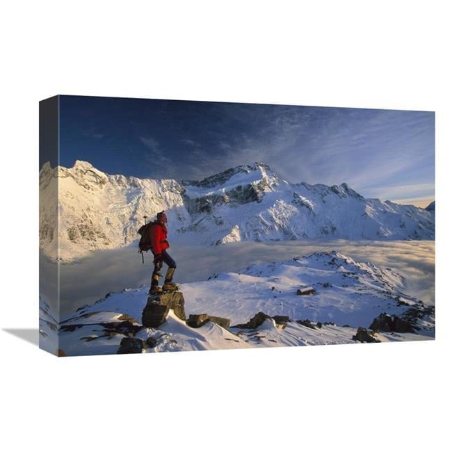 Global Gallery 12 x 18 in. Mt Sefton - Climber At Dawn Above Mueller ...