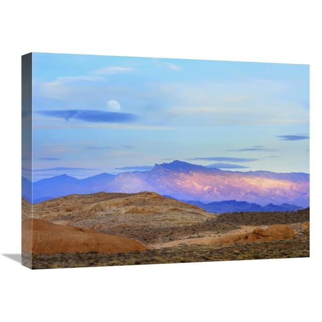 Global Gallery 18 x 24 in. Sunset Lighting Up Mountains Under A Full ...