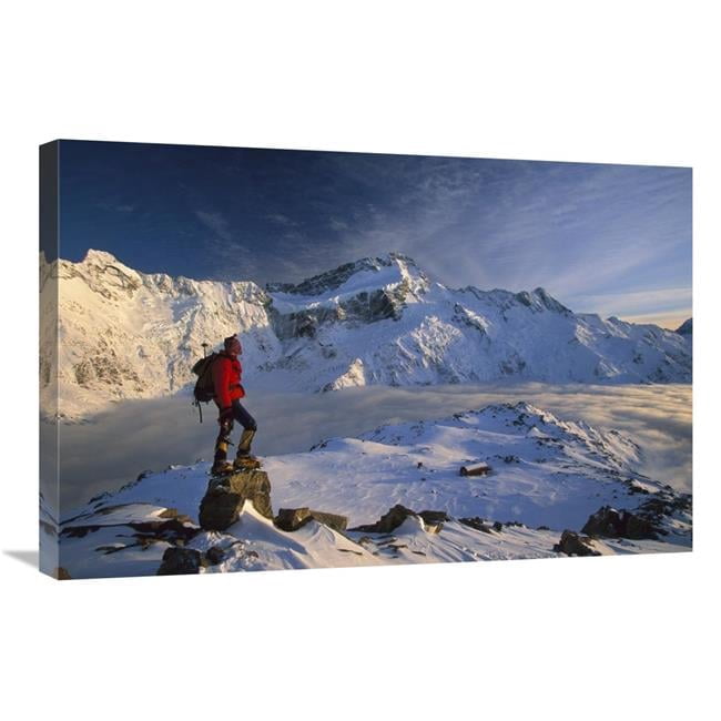 Global Gallery 20 x 30 in. Mt Sefton - Climber At Dawn Above Mueller ...