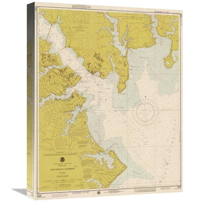 Global Gallery 22 in. Nautical Chart - Annapolis Harbor CA. 1975 ...