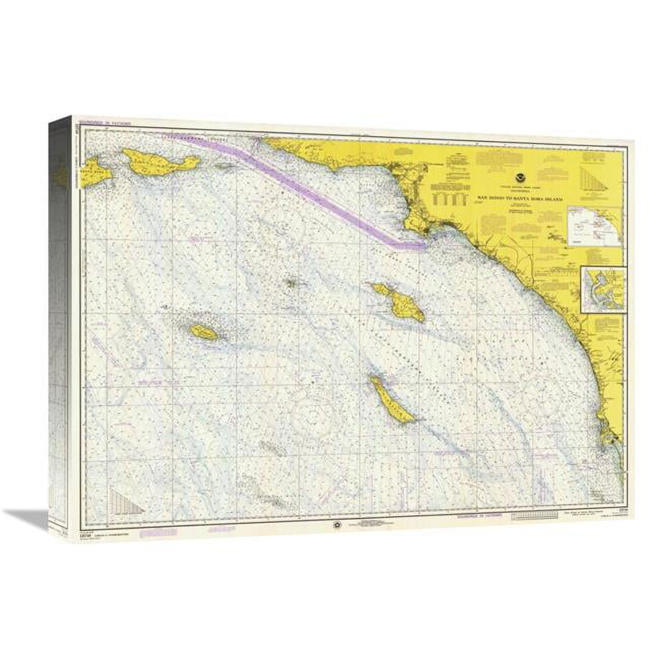 Global Gallery 22 in. Nautical Chart - San Diego to Santa Rosa Island ...