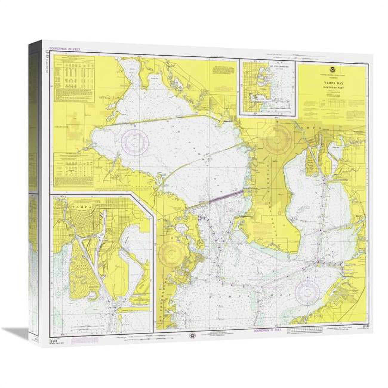 Global Gallery 22 in. Nautical Chart - Tampa Bay - Northern Part CA ...