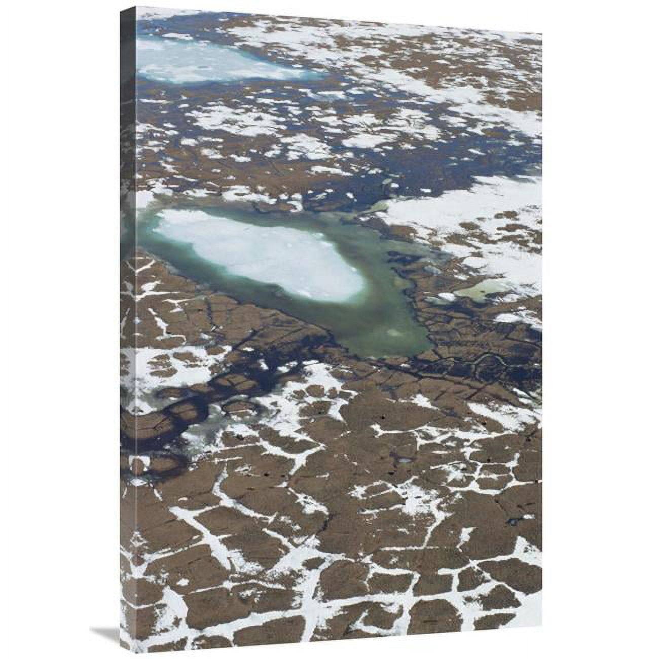 Global Gallery 24 x 36 in. Aerial View of Tundra Polygons & Group of ...