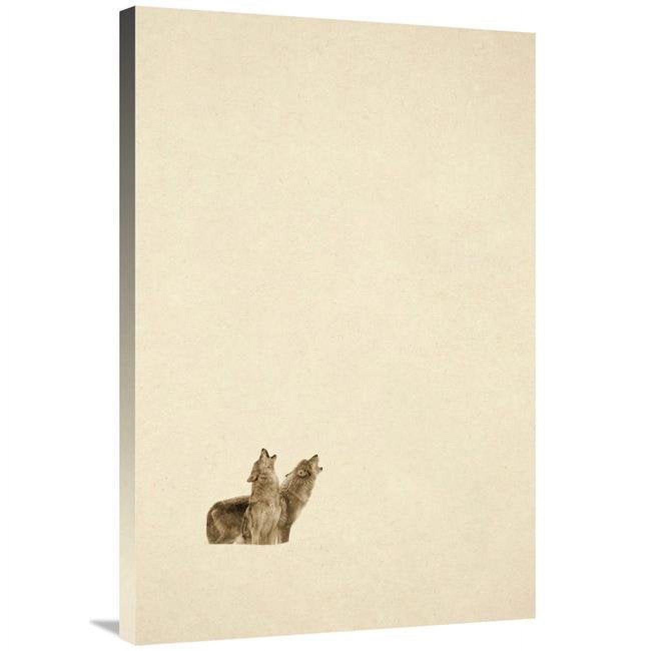 Global Gallery Timber Wolf Pair Howling in Snow - Sepia Art Print - Tim Fitzharris - 24in. x ...