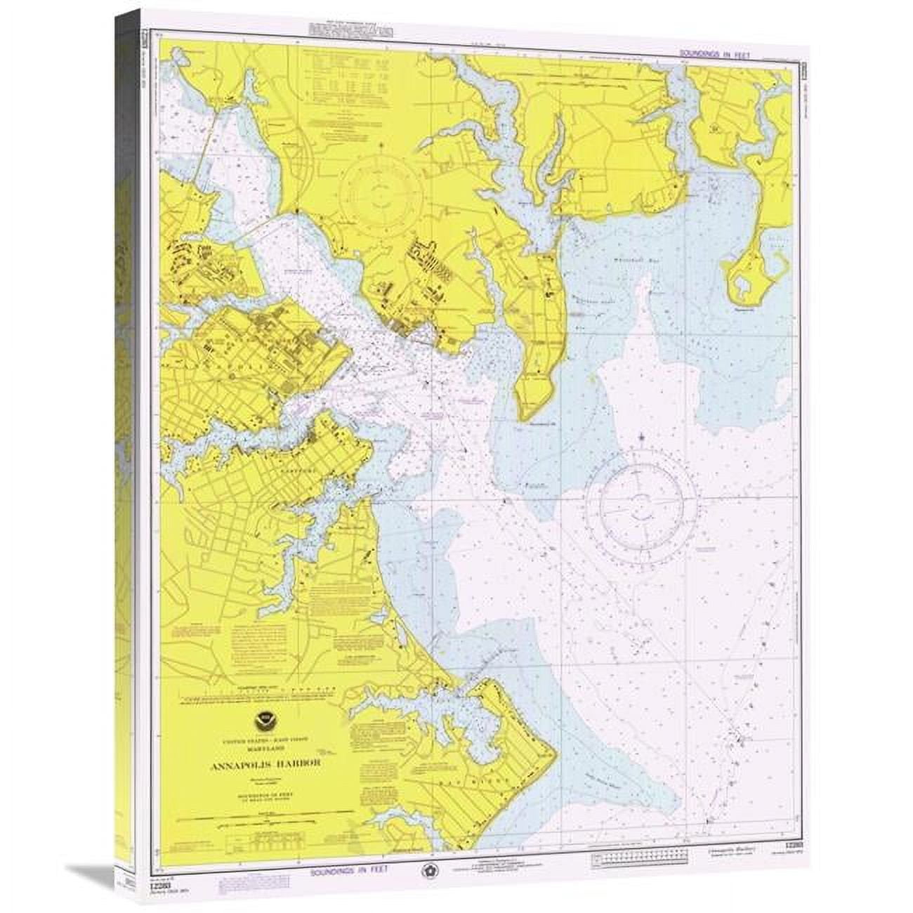 Global Gallery 30 in. Nautical Chart - Annapolis Harbor CA. 1975 Art ...