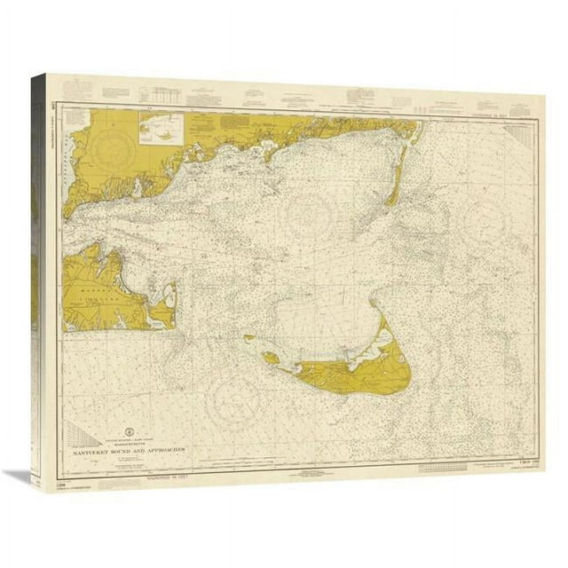 Global Gallery 30 in. Nautical Chart - Nantucket Sound & Approaches CA ...